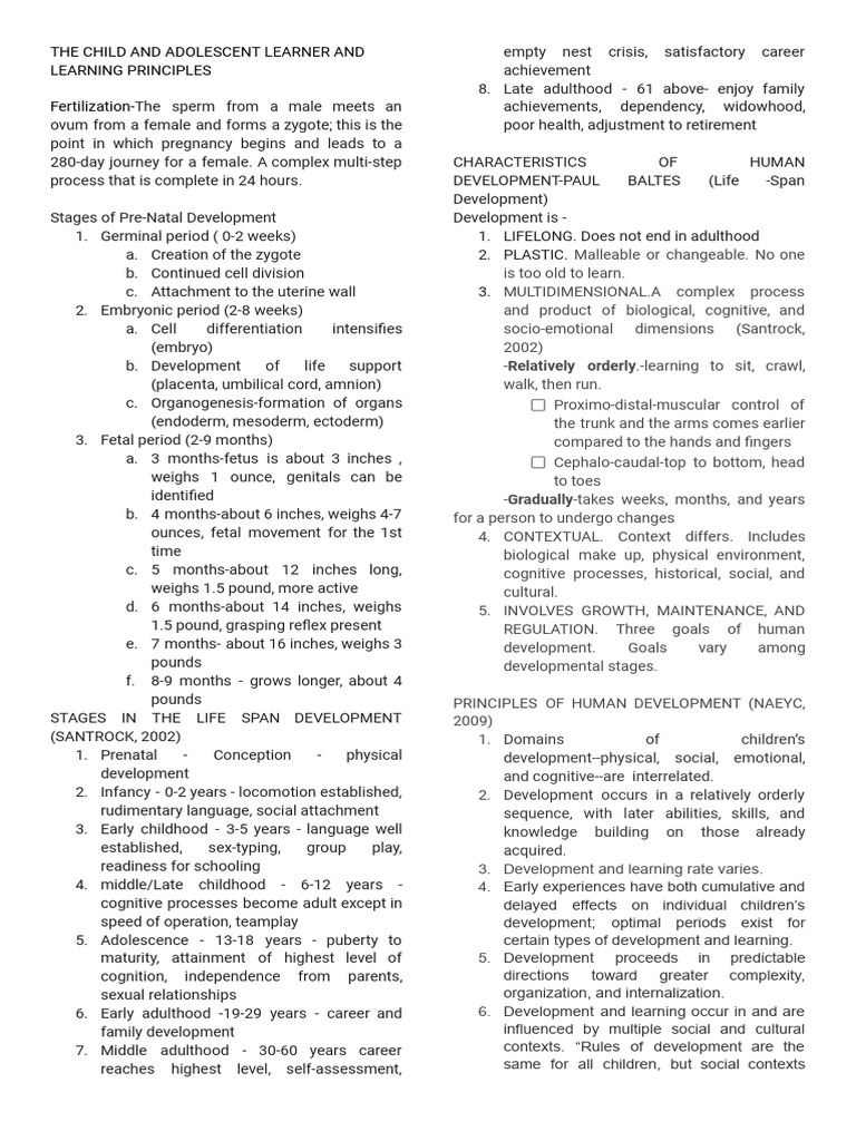 Stages of Child and Adolescent Development | PDF | Id | Behavioural Sciences