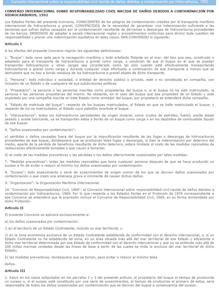 Responsabilidad Civil por Contaminación 1992 | PDF | Tratado | Daños y ...