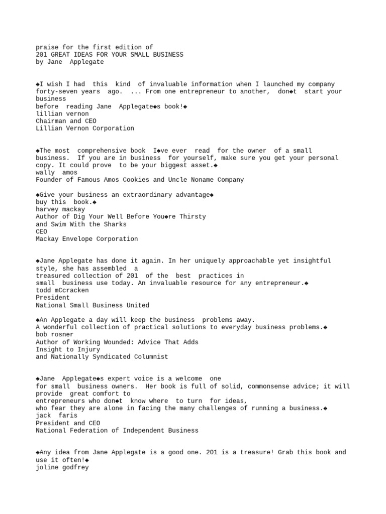 201 Great Ideas For Your Small Business | PDF