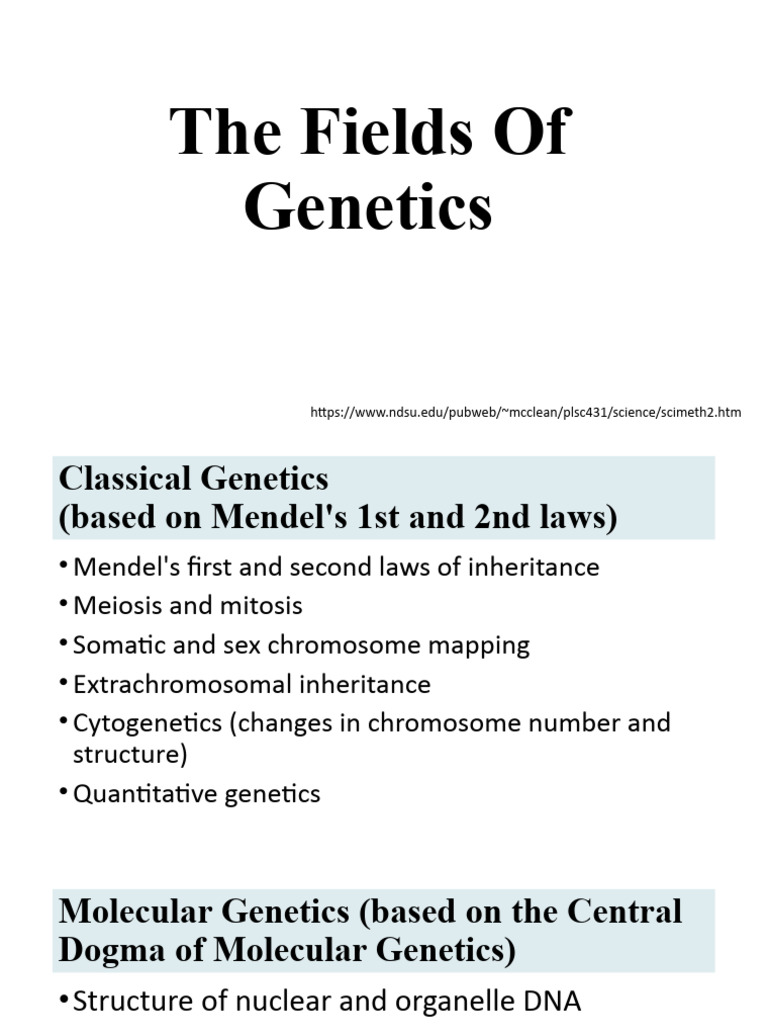 Fields of Genetics | PDF | Genetics | Gene