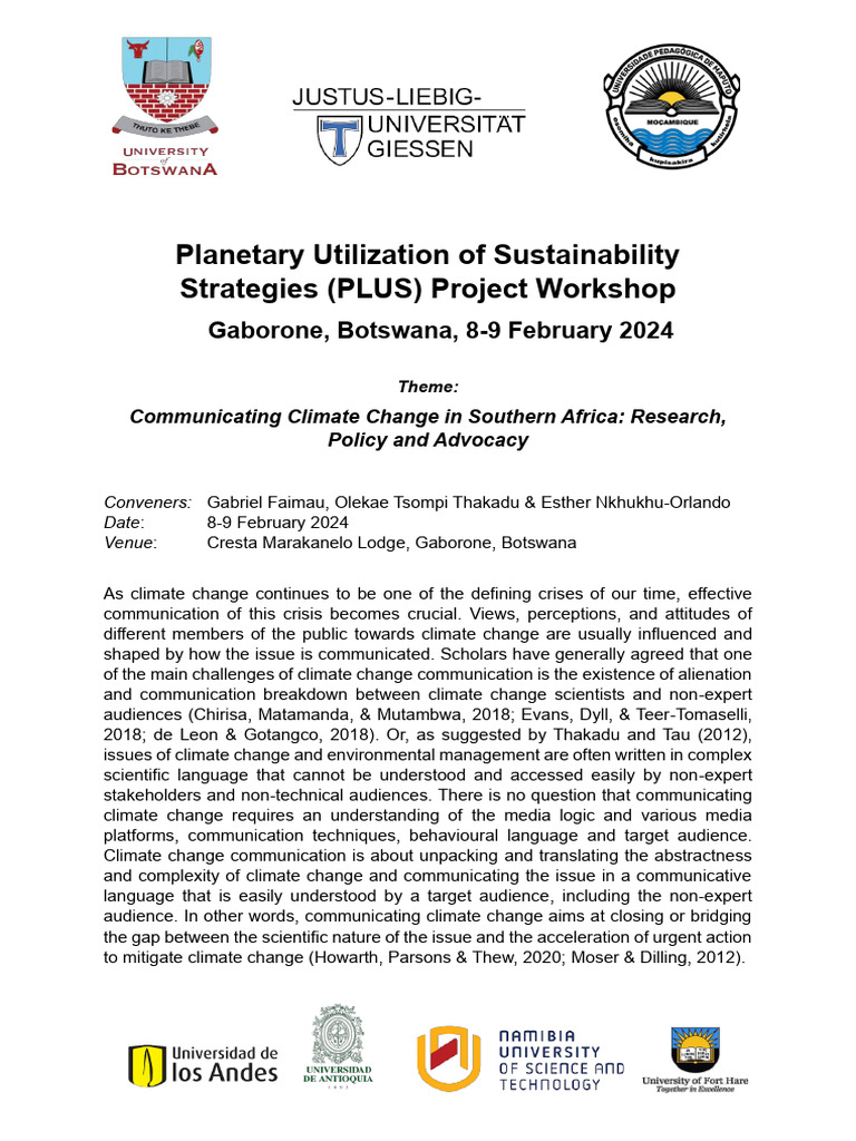 PLUS Network Workshop - Call For Abstracts | PDF | Communication | Science
