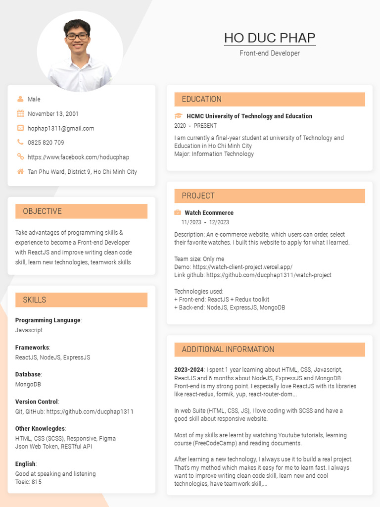 Front-end Developer Resume: ReactJS Skills | PDF | Software | Web Software