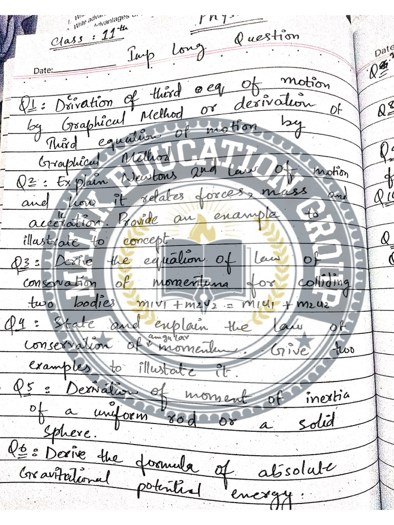 Xi Physics - Important Long - Malik Group | PDF