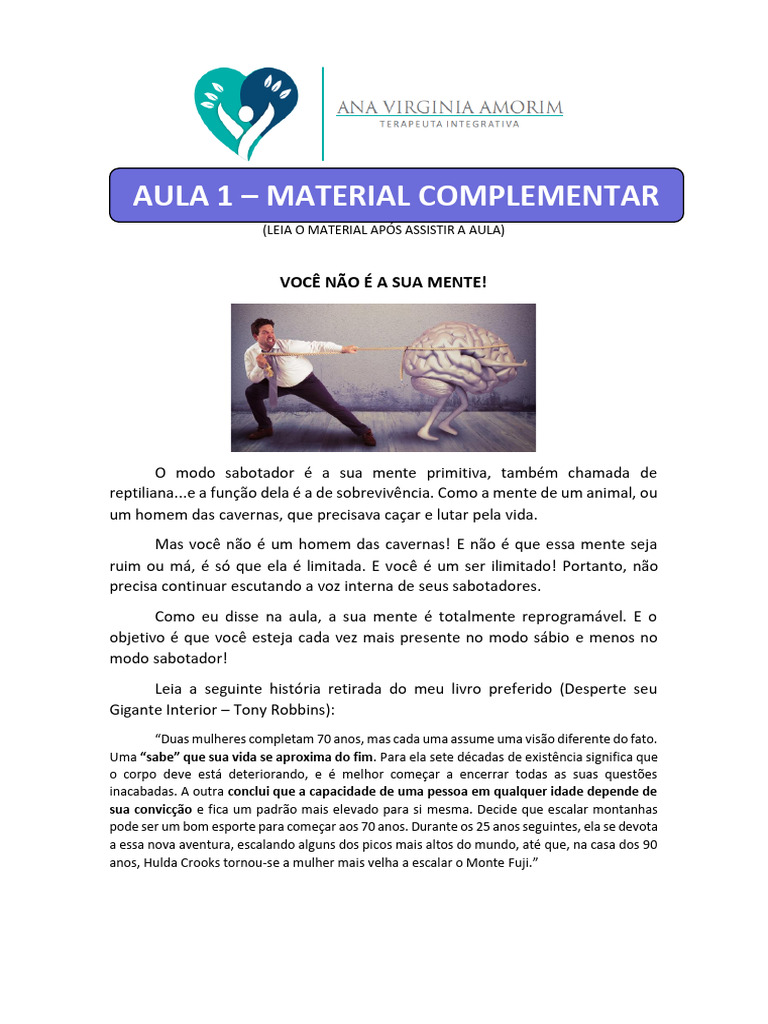 Aula 1 - Material Complementar | PDF | Mente | Sabedoria