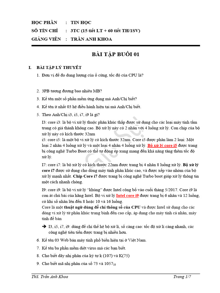 Bai Tap Buoi 01 | PDF