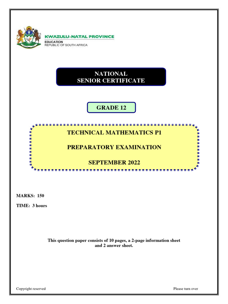 Technical Mathematics p1 September 2022 (KZN) Final - Final - Final ...