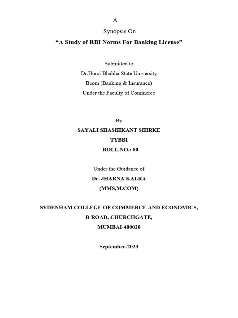 Rbi Project | PDF | Reserve Bank Of India | Banks