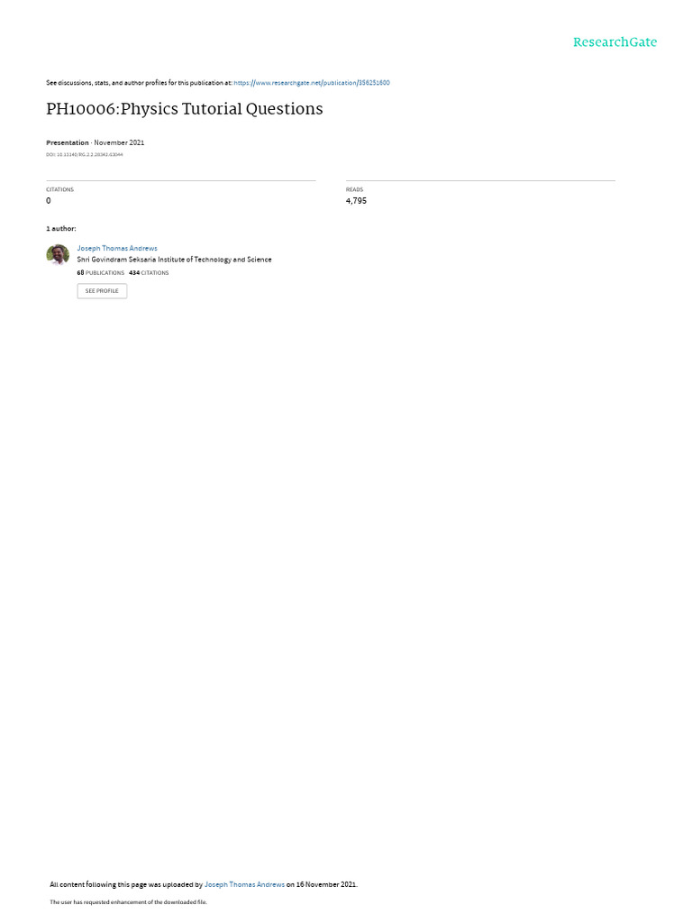 PH10006-Tutorial-1 5 1b | PDF | Diffraction | Optics