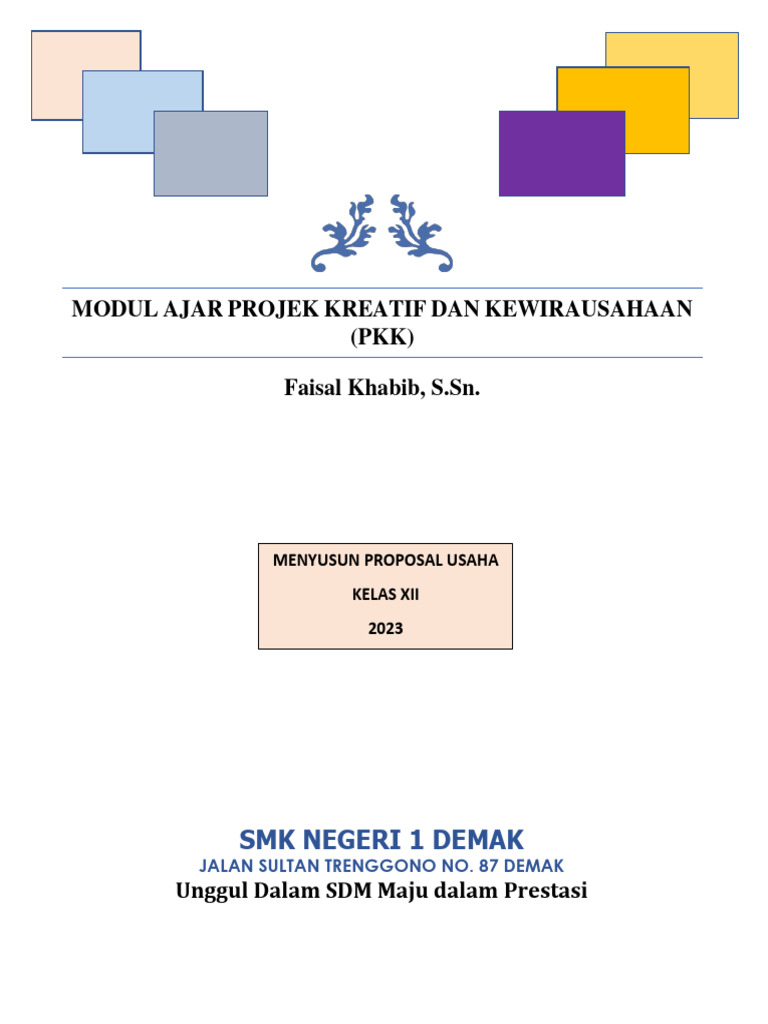 12.a Modul Ajar PKK XII - Menyusul Proposal Usaha | PDF | Karier & Perkembangan