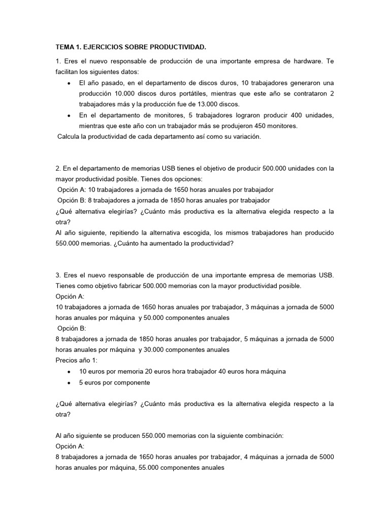 Tema 1 Ejercicios | PDF