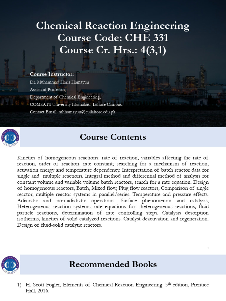 Lecture # 14&15 - Week # 8 | PDF | Catalysis | Chemical Reactor Lecture # 14&15 - Week # 8 | PDF | Catalysis | Chemical Reactor