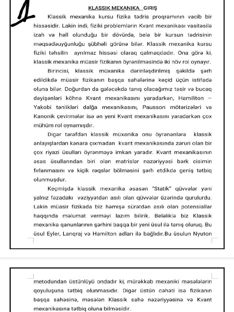 Klassik Mexanika | PDF