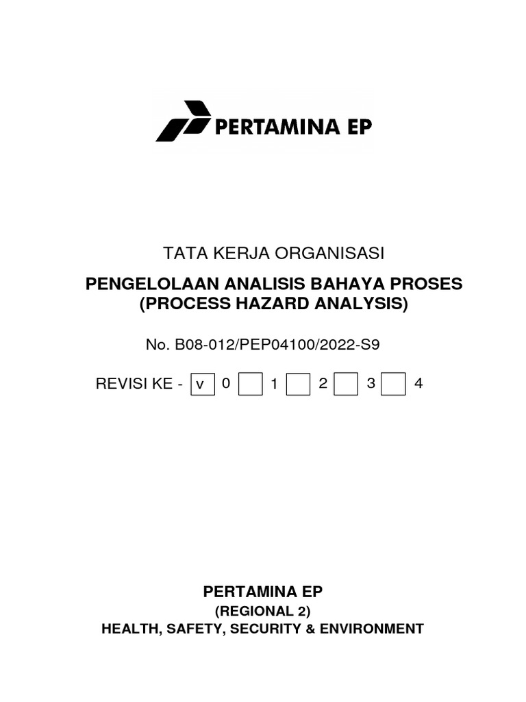 TKO Pengelolaan Analisis Bahaya Proses (Process Hazard Analysis) | PDF