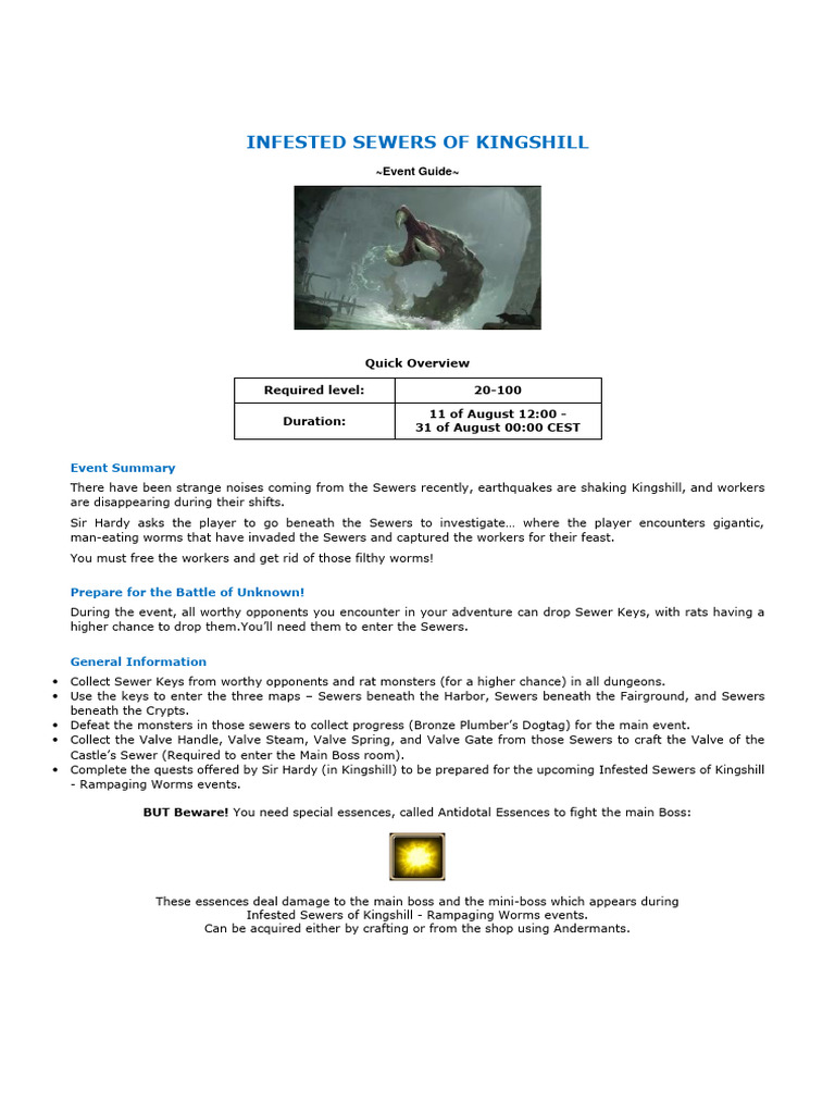 Infested Sewers of Kingshill Guide 2023 | PDF