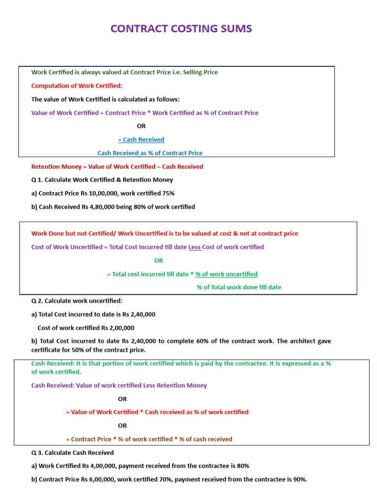 Contract Costing Sums | PDF