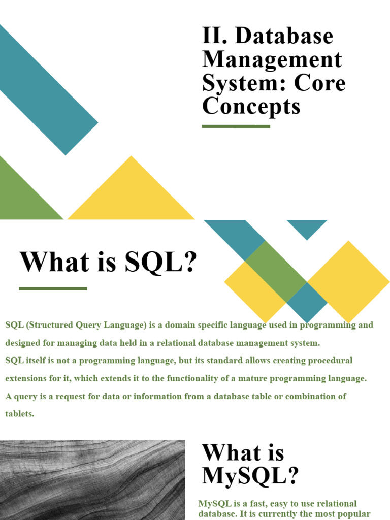 II. Database Management System Core Concepts | PDF | Microsoft Sql Server | Sql