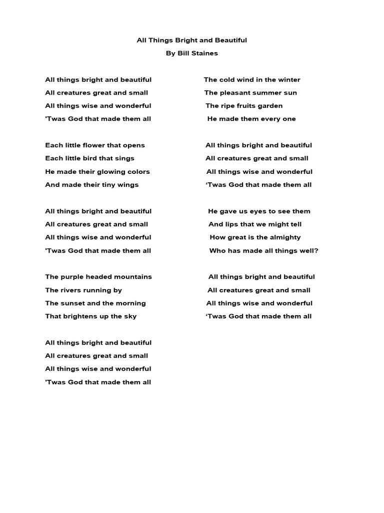 All Things Bright and Beautiful | PDF