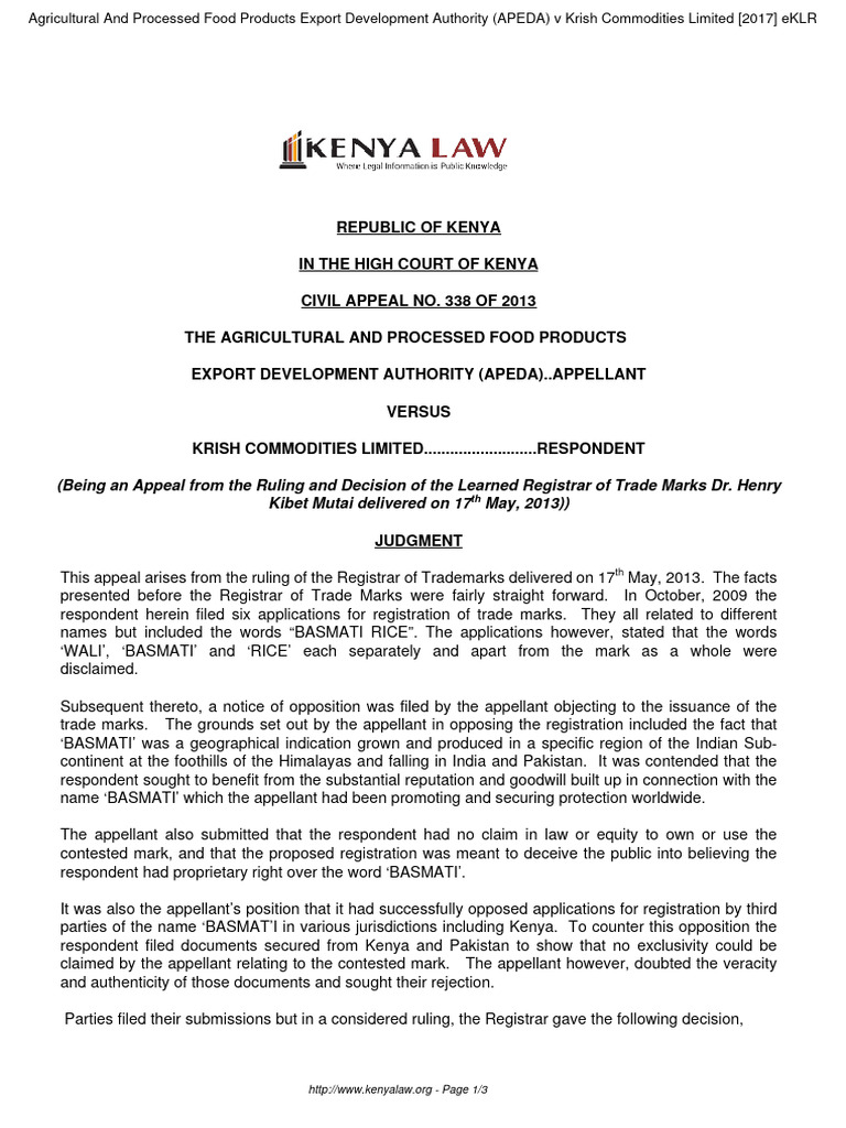 Civil Appeal 338 of 2013 | PDF | Trademark | Private Law