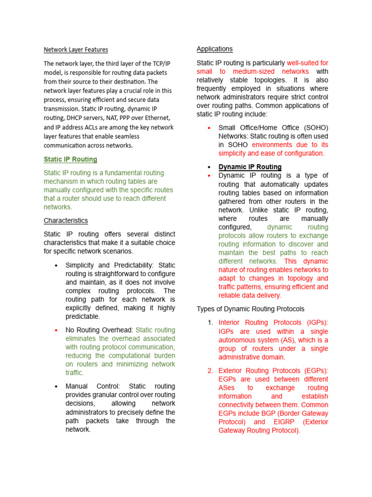 Network Layer Features | PDF | Computer Network | Routing