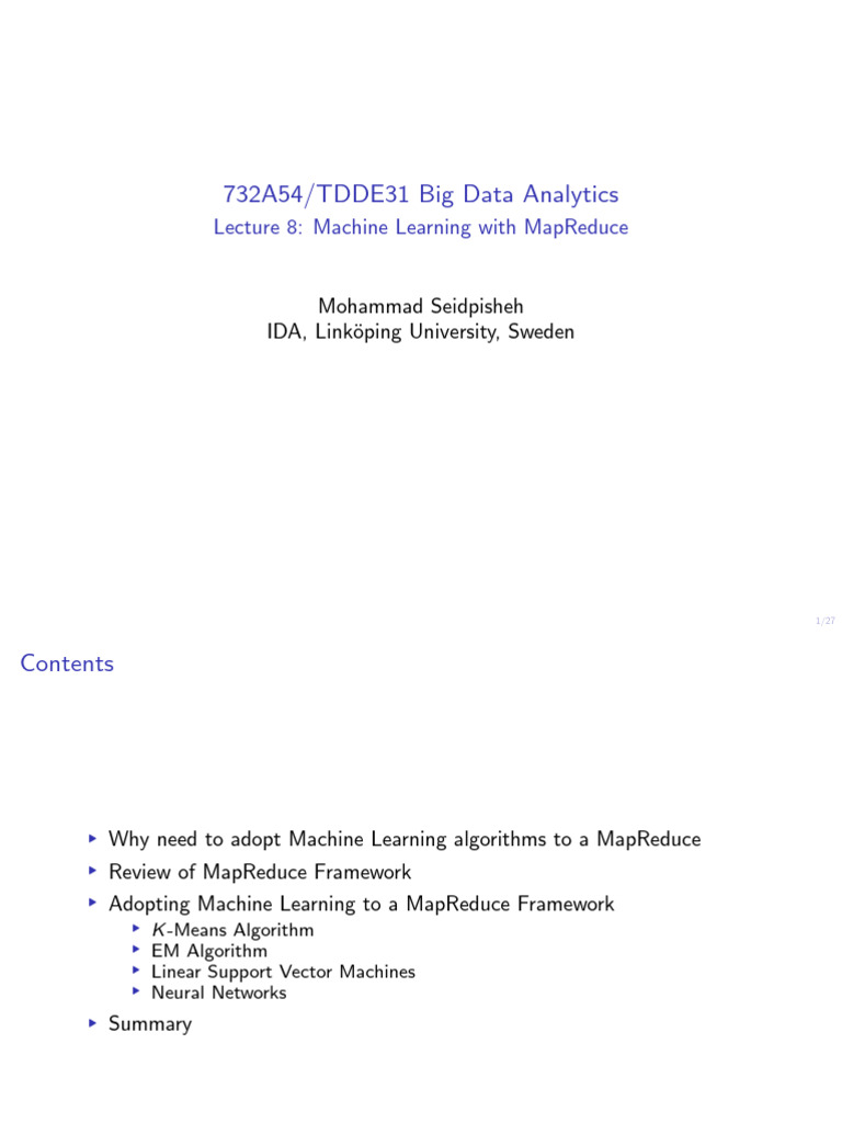 Lecture8 MapReduce 2023 | PDF | Map Reduce | Support Vector Machine