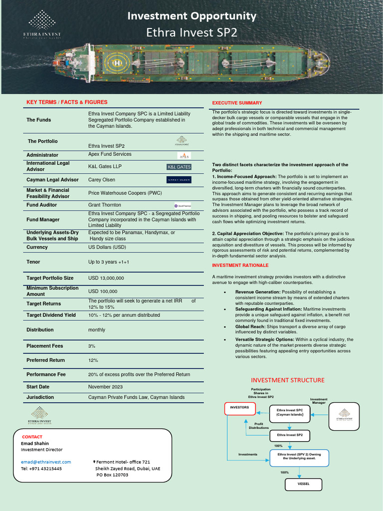 Ethra Invest SP2: Maritime Investment Overview | PDF | Investing ...