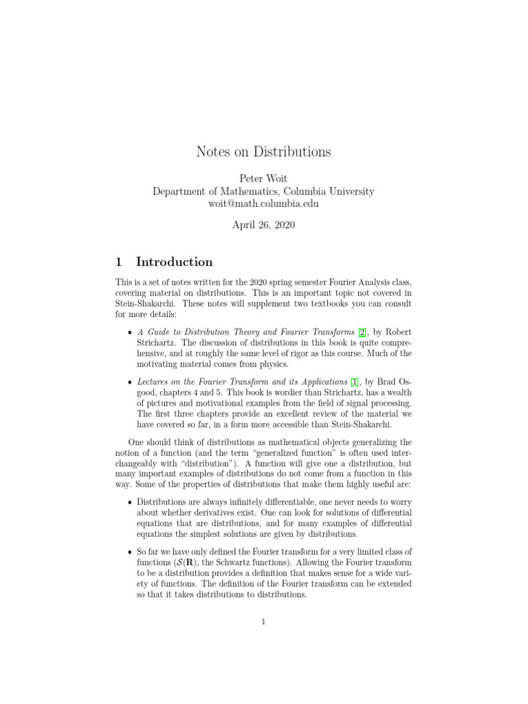 distributions | PDF | Distribution (Mathematics) | Linear Map
