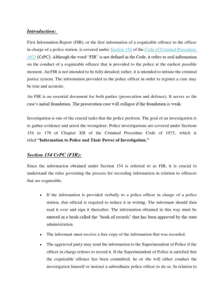 Understanding FIR under Section 154 CrPC | PDF | Politics | Social Science