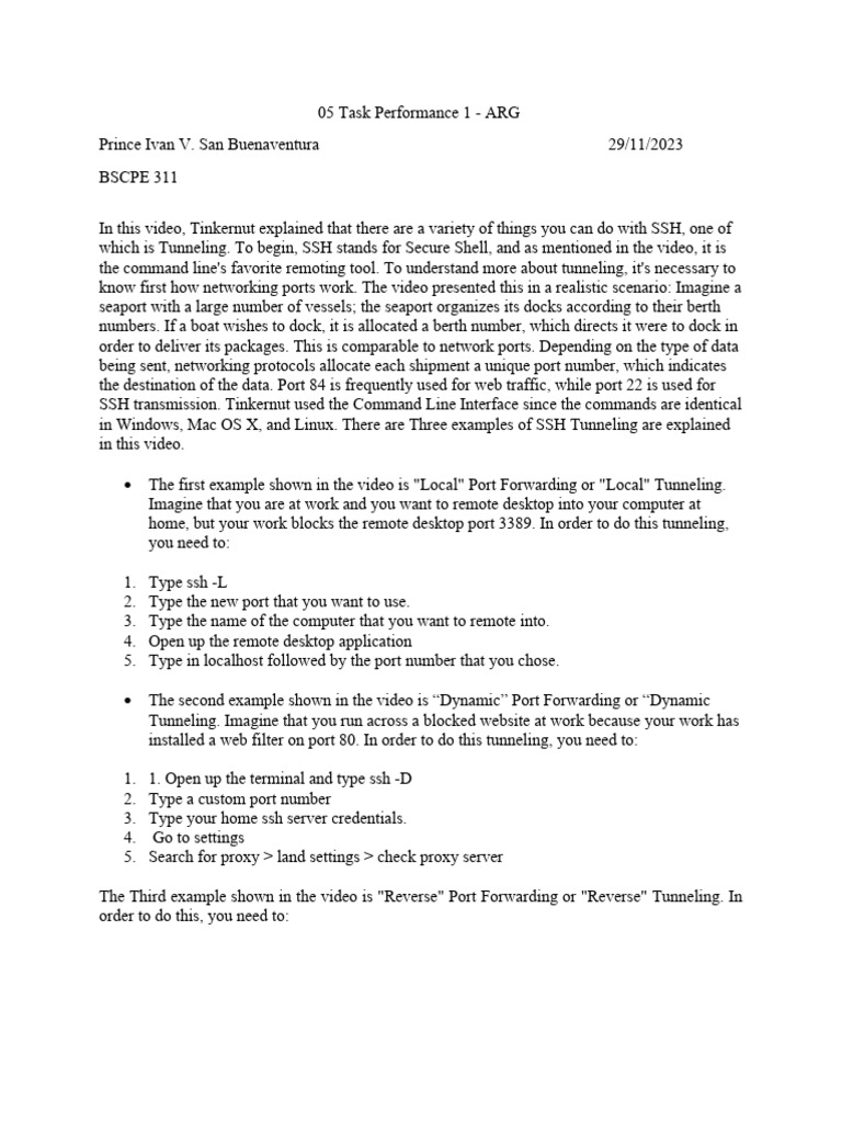 SSH Tunneling for IT Professionals | PDF | Secure Shell | Port (Computer Networking)