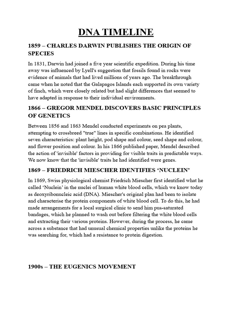 Dna Timeline | PDF | Cloning | Genome