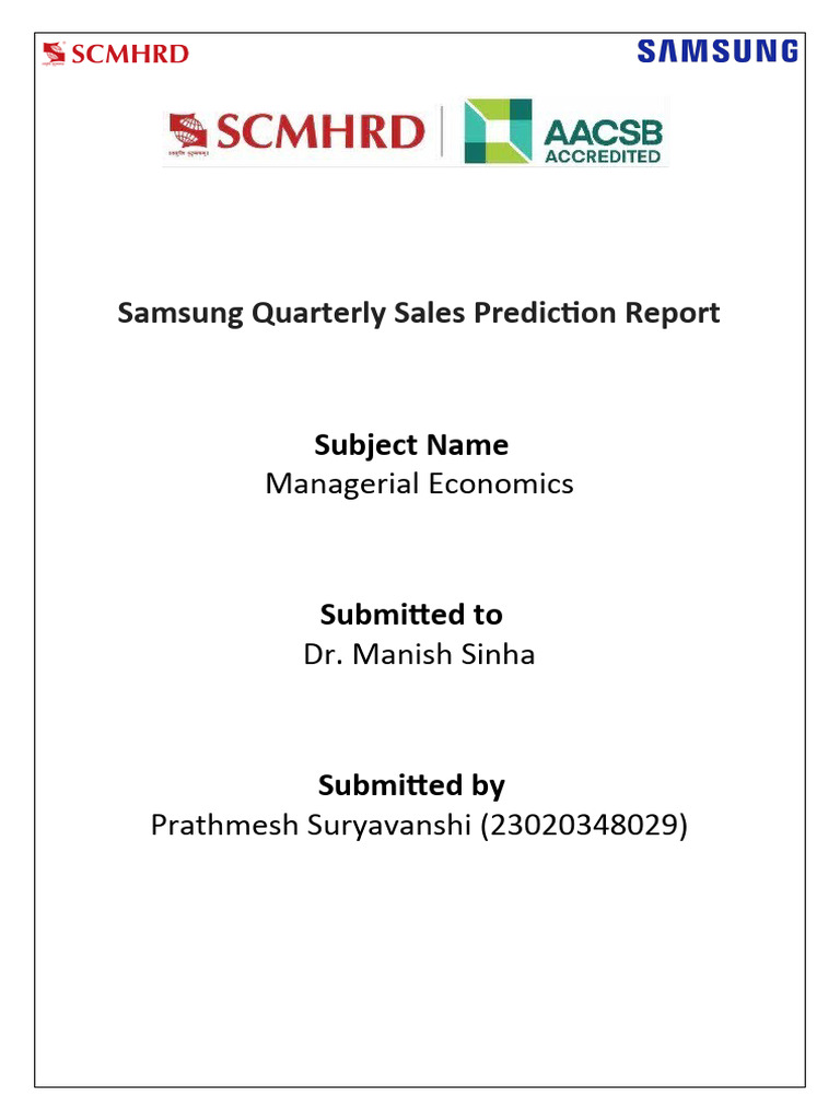 Samsung Quarterly Sales Prediction Report | PDF | Prediction | Seasonality