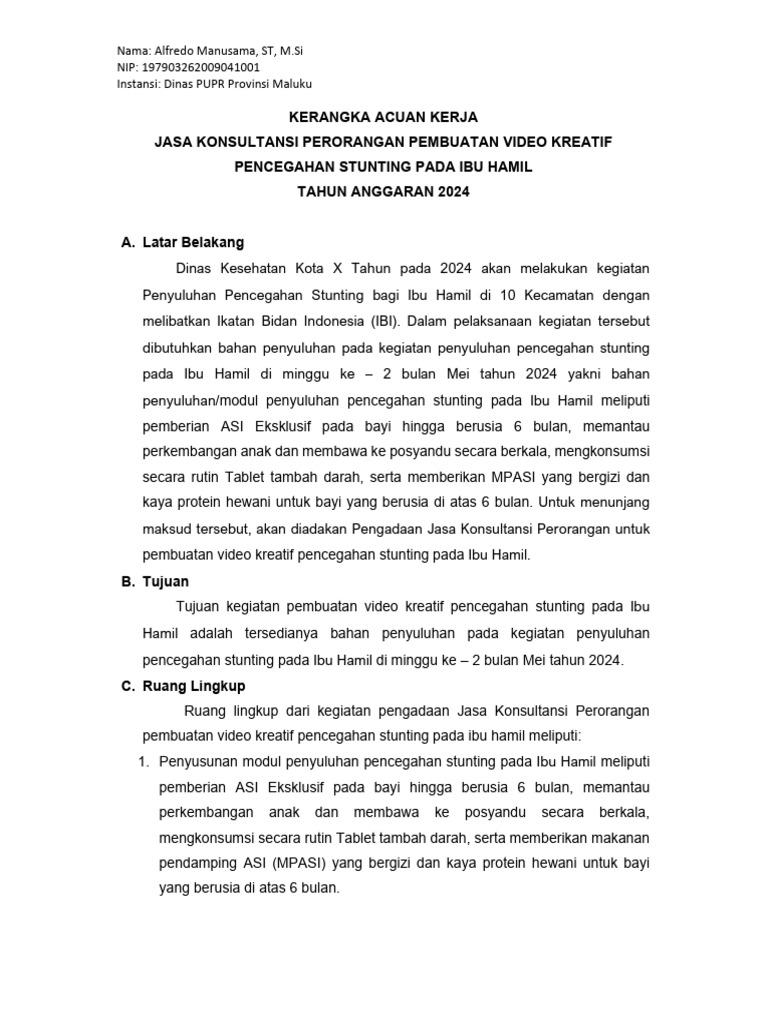 Alfredo Manusama - Lampiran 02 - KAK Jasa Konsultansi Perorangan-PPK ...