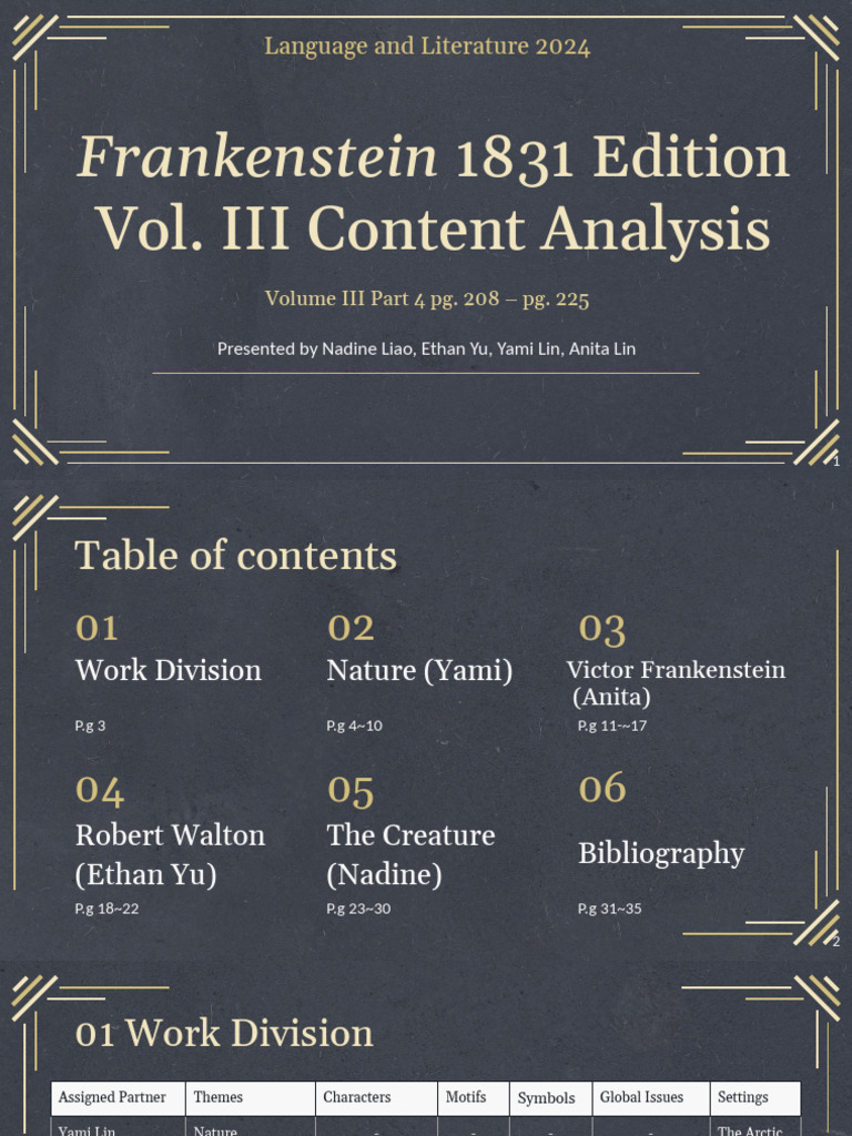 Frankenstein 1831 Edition Content Analysis - Nadine Liao, Ethan Yu ...