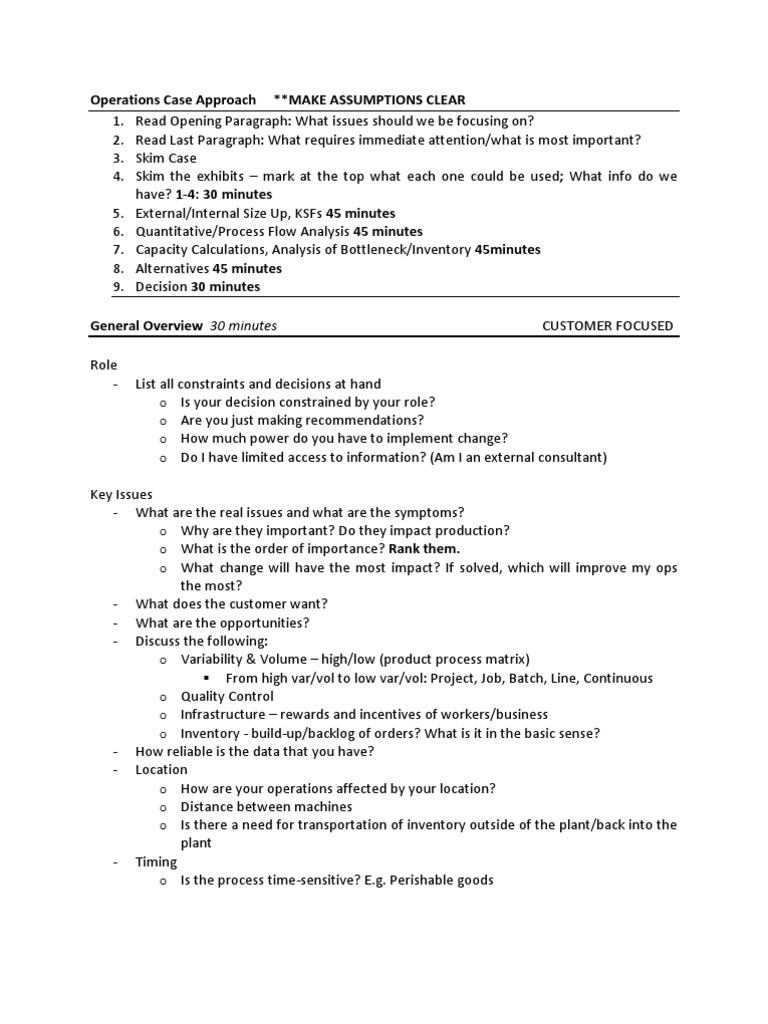 Operations Cheatsheet | PDF | Competition | Inventory