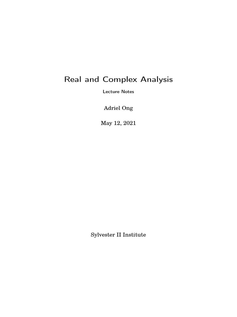 Real Complex Analysis Lecture Notes Pdf Function Mathematics Abstract Algebra