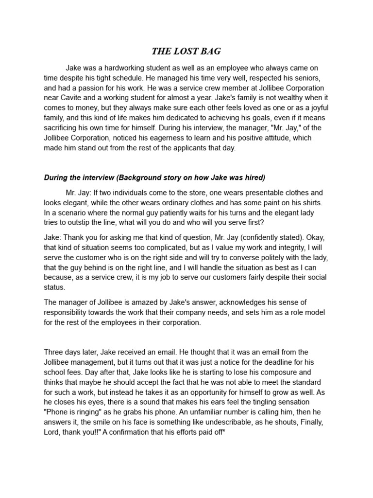 The Lost Bag.1 | PDF