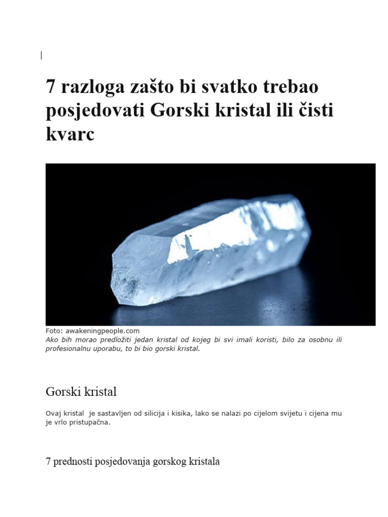 7 Razloga Gorski Kristal | PDF
