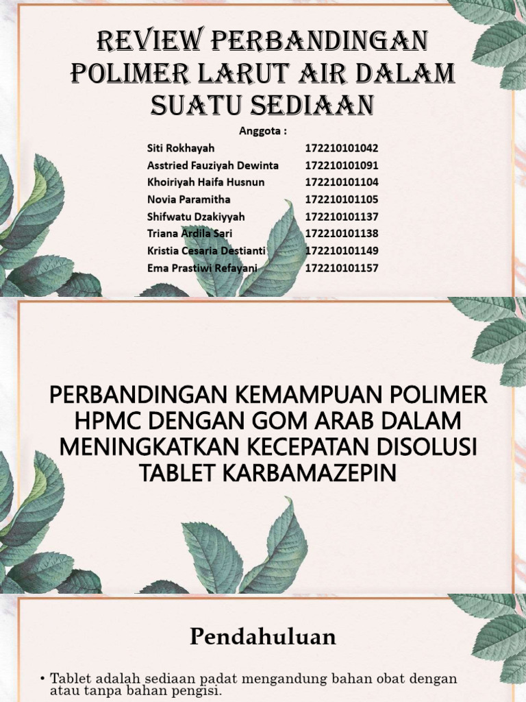 Kelompok 4 - Polimer Larut Air - PPT | PDF | Sains & Matematika