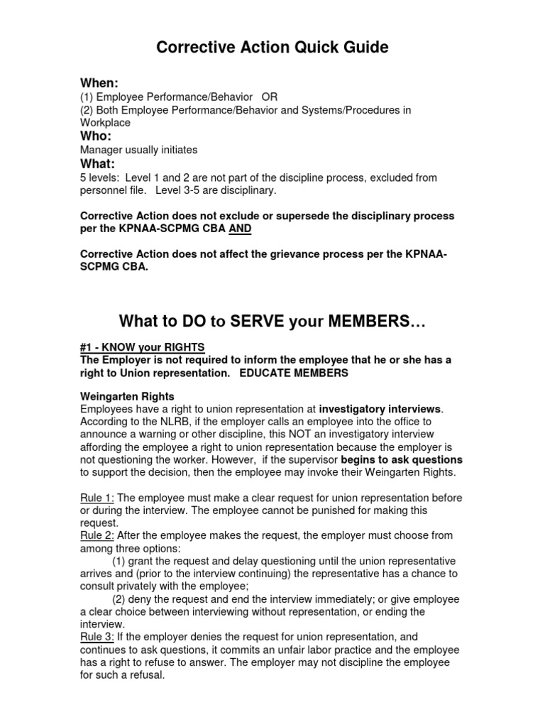 KPNAA 2019 02 Corrective Action Quick Guide | PDF | Employment | Disciplines