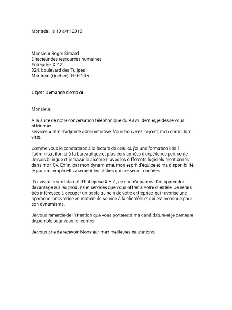 modele-lettre-presentation | PDF