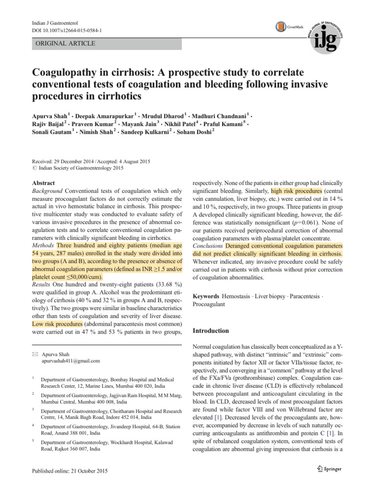 A Prospective Study To Correlate | PDF | Coagulation | Bleeding