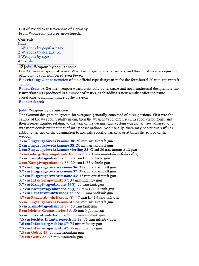 List of World War II Weapons of Germany | PDF
