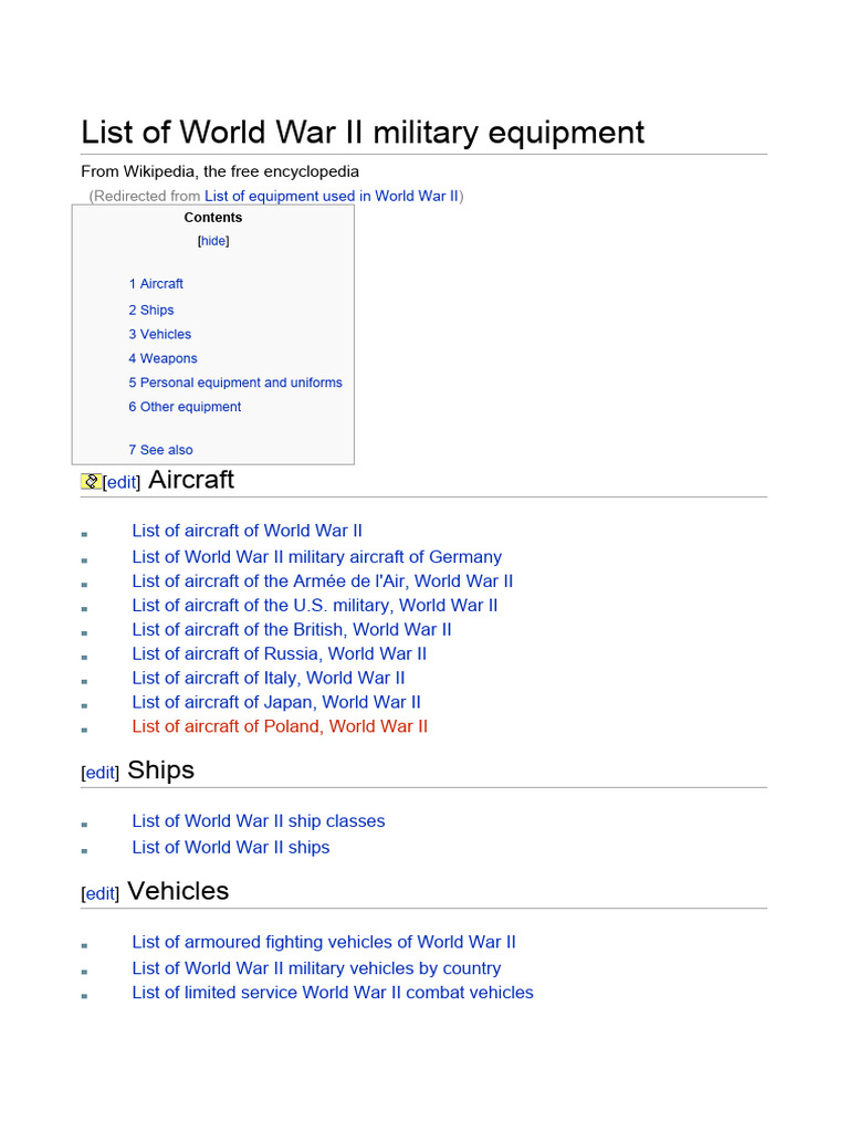 List of World War II Military Equipment | Download Free PDF | World War ...
