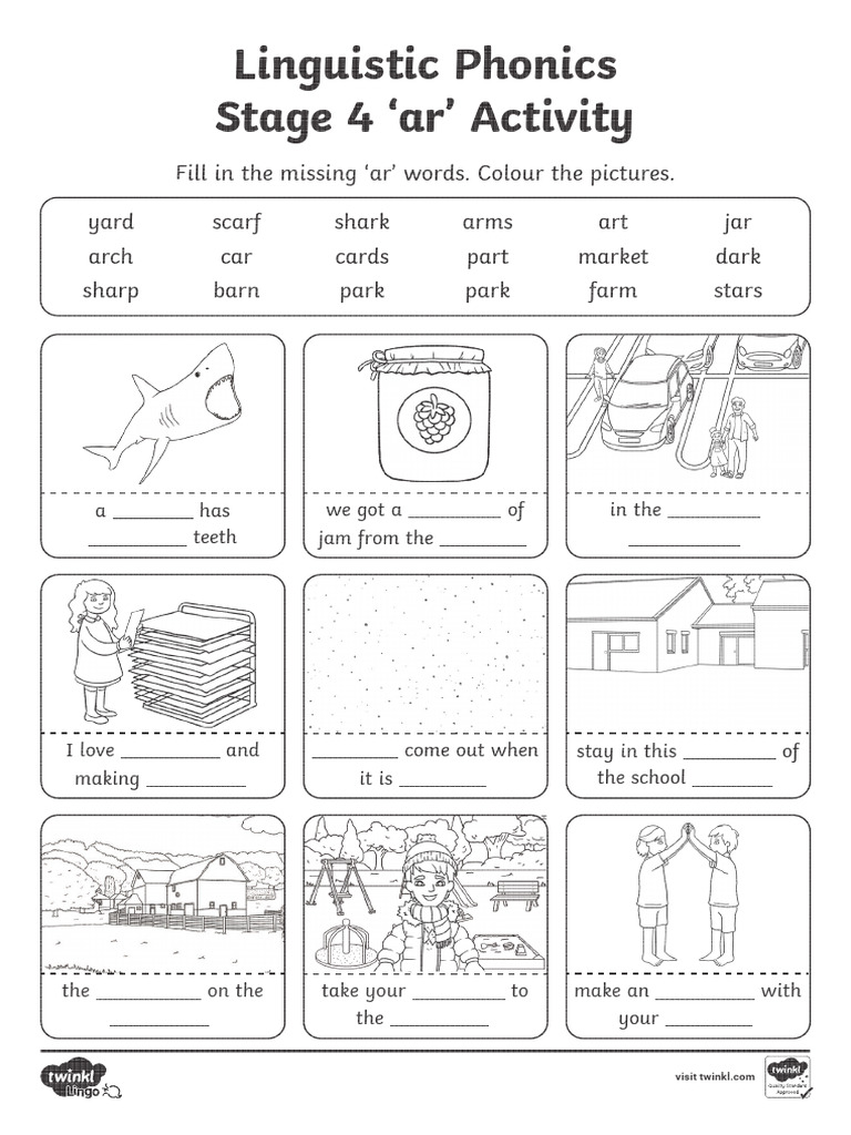 Linguistic Phonics Stage 4 Ar Activity Sheet | PDF