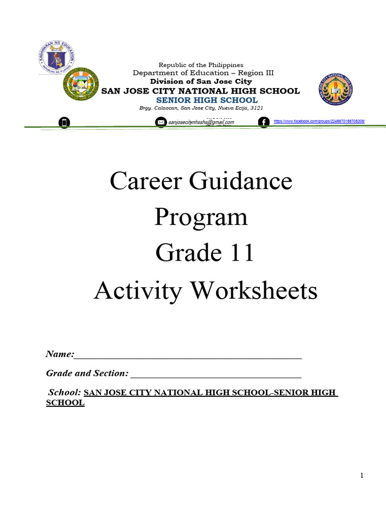 Career Guidance Grade 11 Worksheet | PDF | Goal | Behavioural Sciences