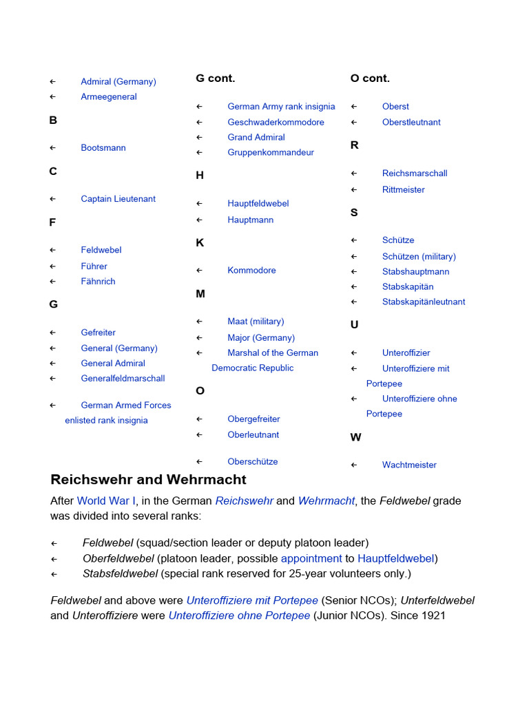 German Ranks | PDF | Military Organization | Military Rank