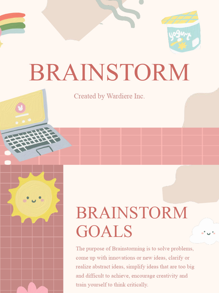 Pink Illustrative Cute Brainstorm Presentation | PDF | Self-Improvement