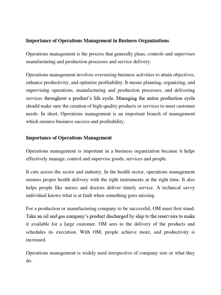 Operations Management | PDF | Strategic Management | Competitive Advantage