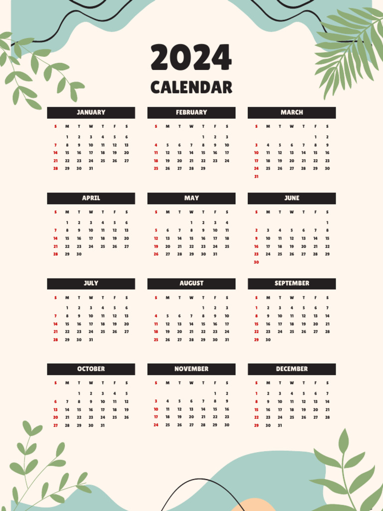 Beige and Green Photo 2024 Calendar | PDF