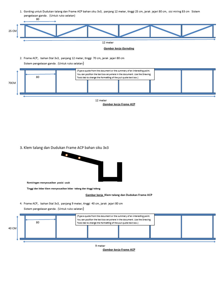 Gording Untuk Dudukan Talang Dan Frame ACP Bahan Siku 3x3 | PDF