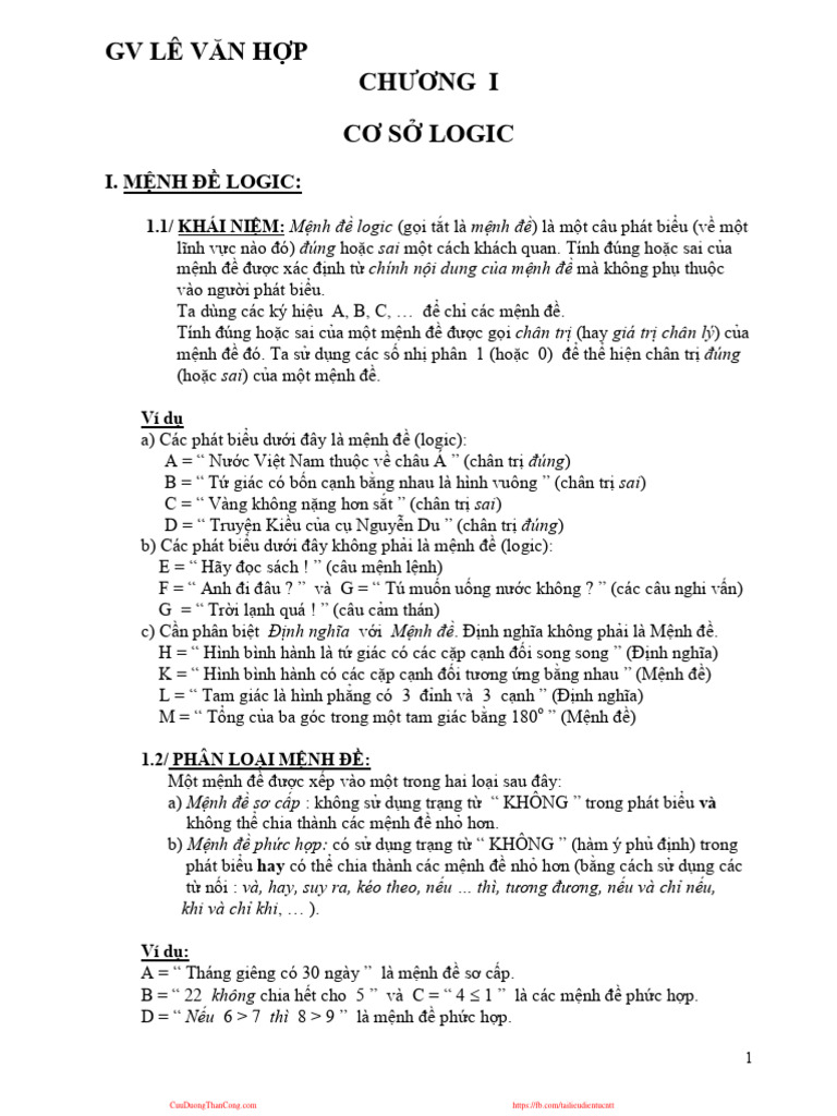 Toan Roi Rac Le Van Hop Co So Logic Va Dai So Menh de (Cuuduongthancong - Com) | PDF